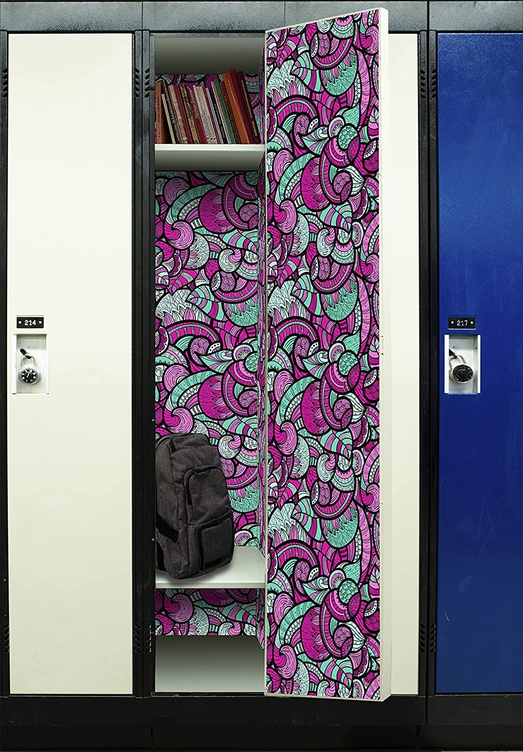 Deluxe School Locker Magnetic Wallpaper - Pack of 12 Sheets - (Floral vr42)