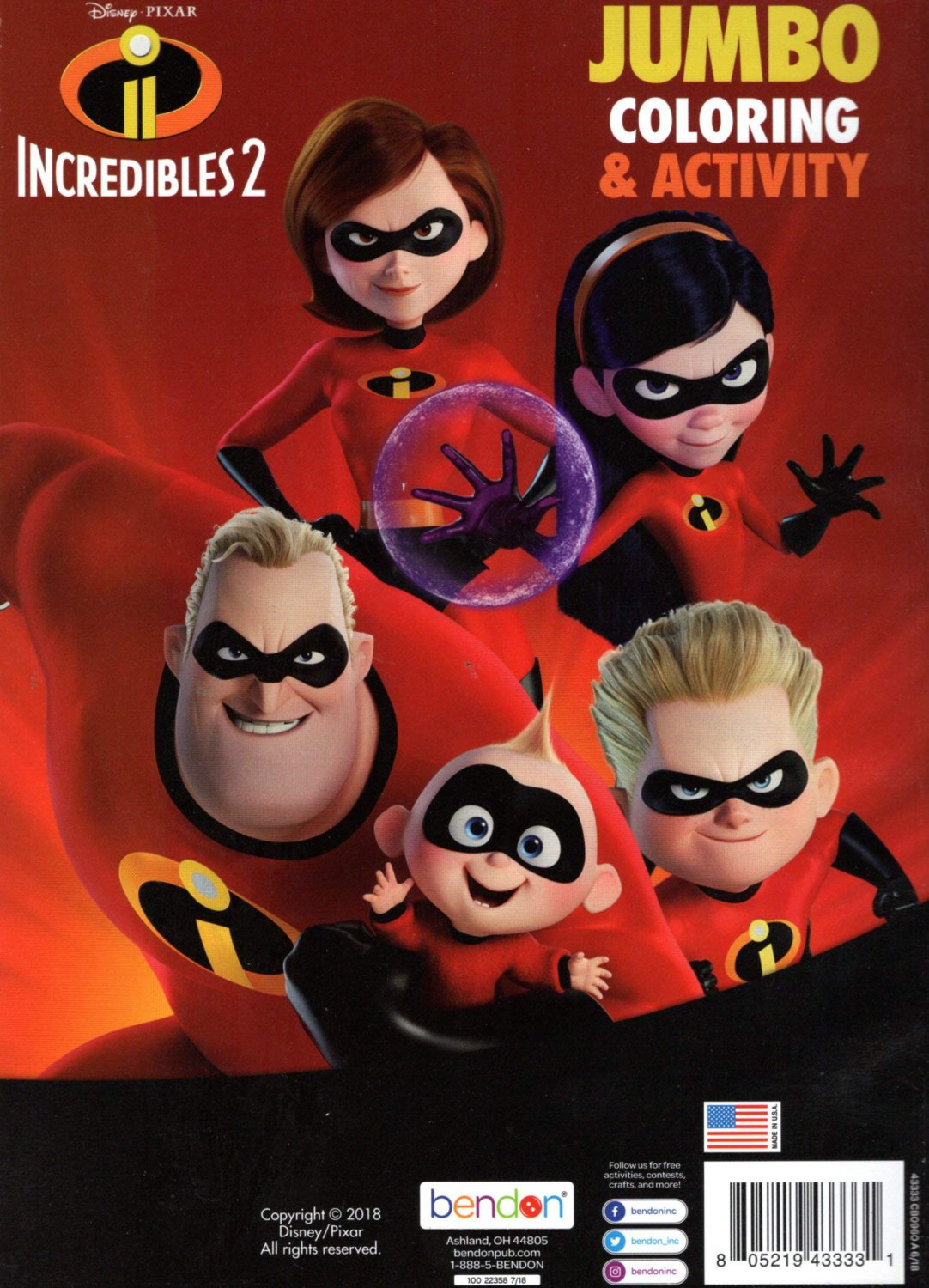 Disney Pixar Incredibles 2 Jumbo Coloring and Activity Book