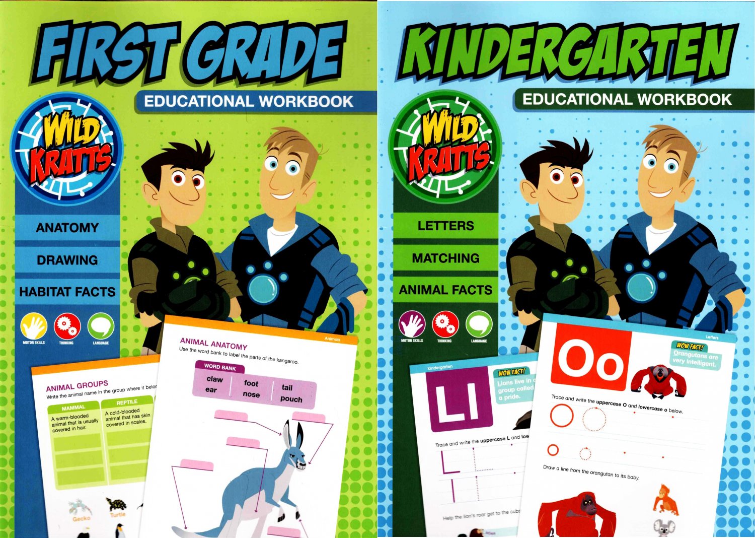 Wild Kratts - Kindergarten + First Grades Education Workbooks (Set of 2 ...