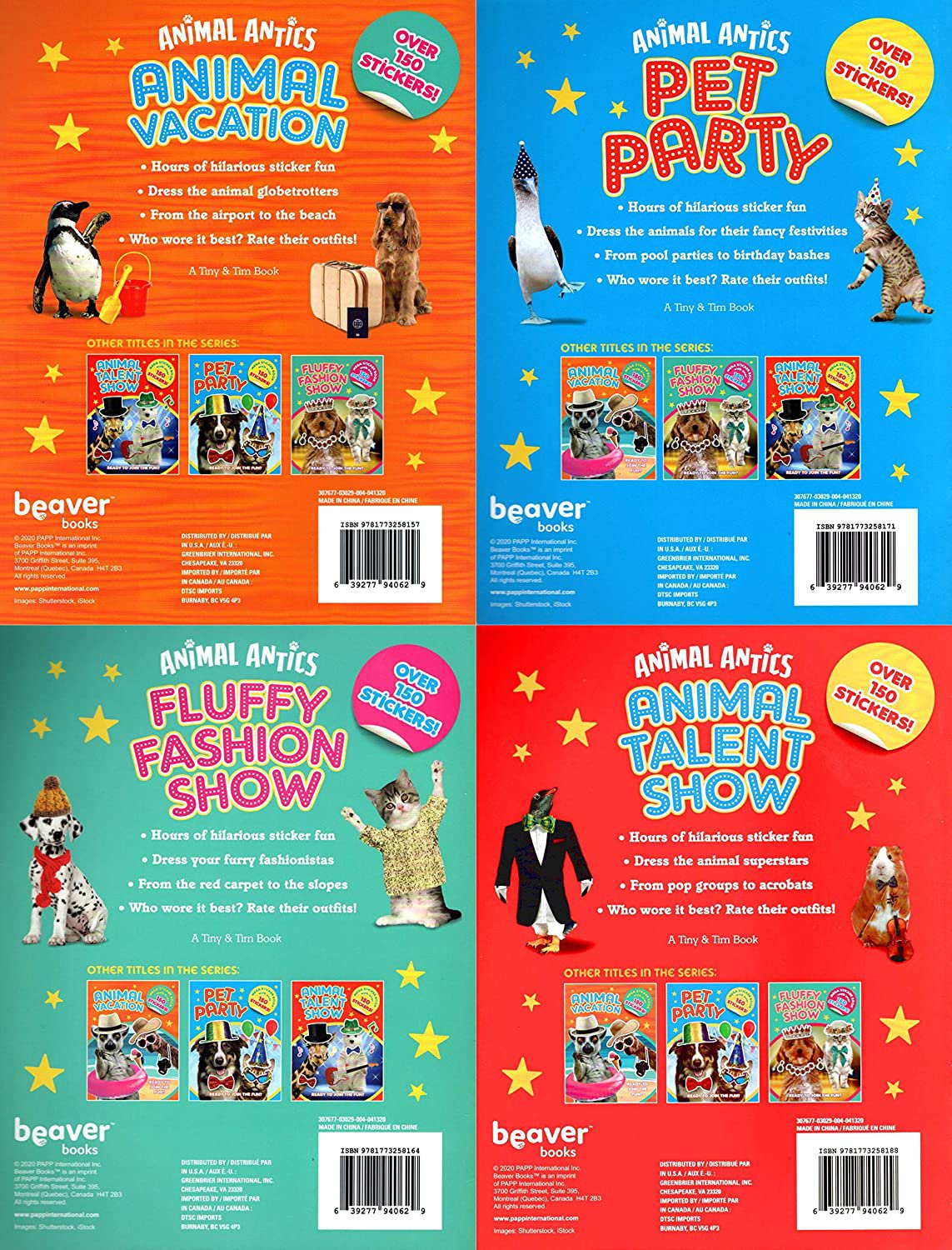 Sticker Activity Book - Mega Sticker Book with Over 150 Stickers (Set of 4)