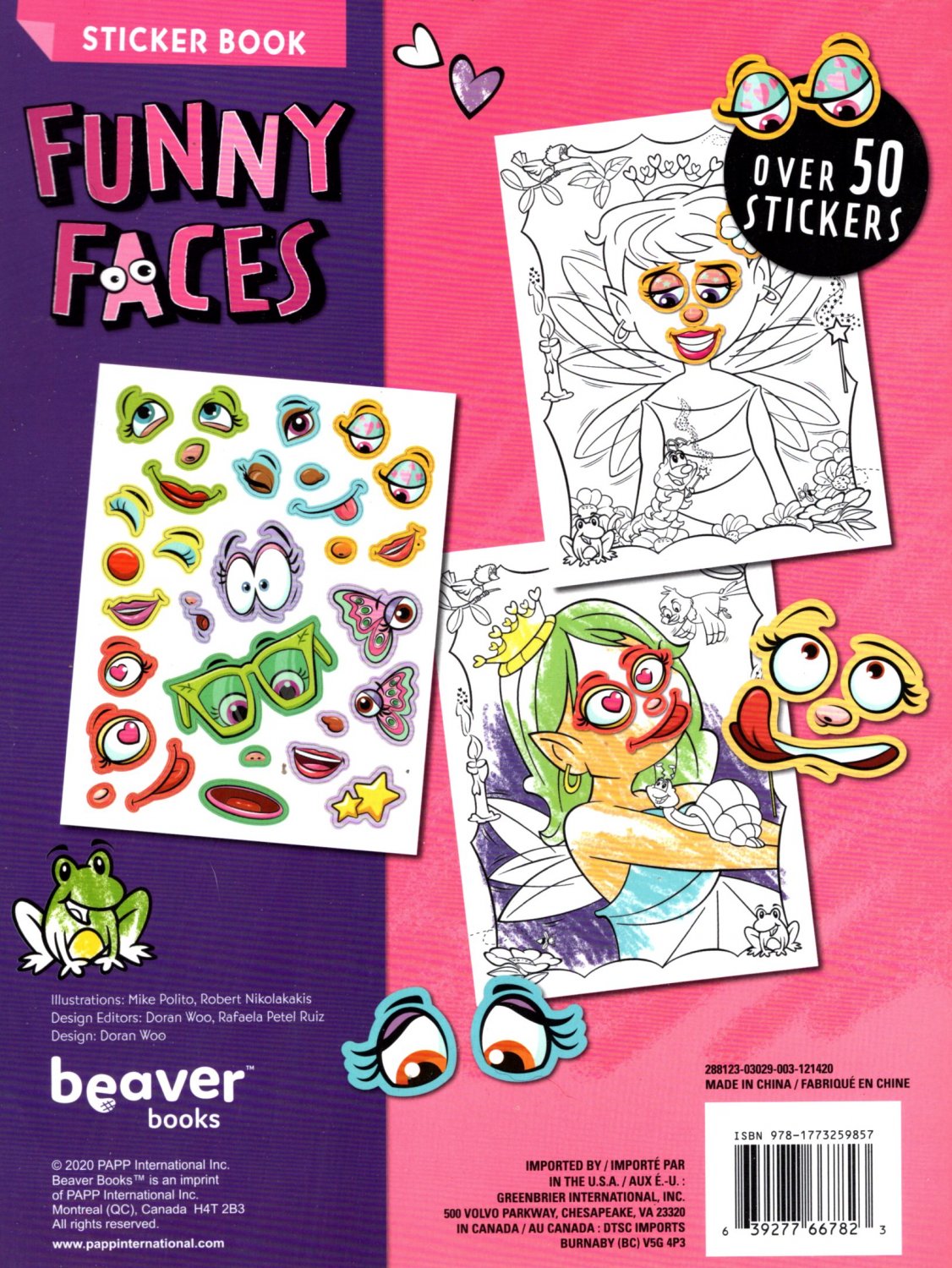 Funny Faces - Coloring Book - Over 50 Stickers - Fairies