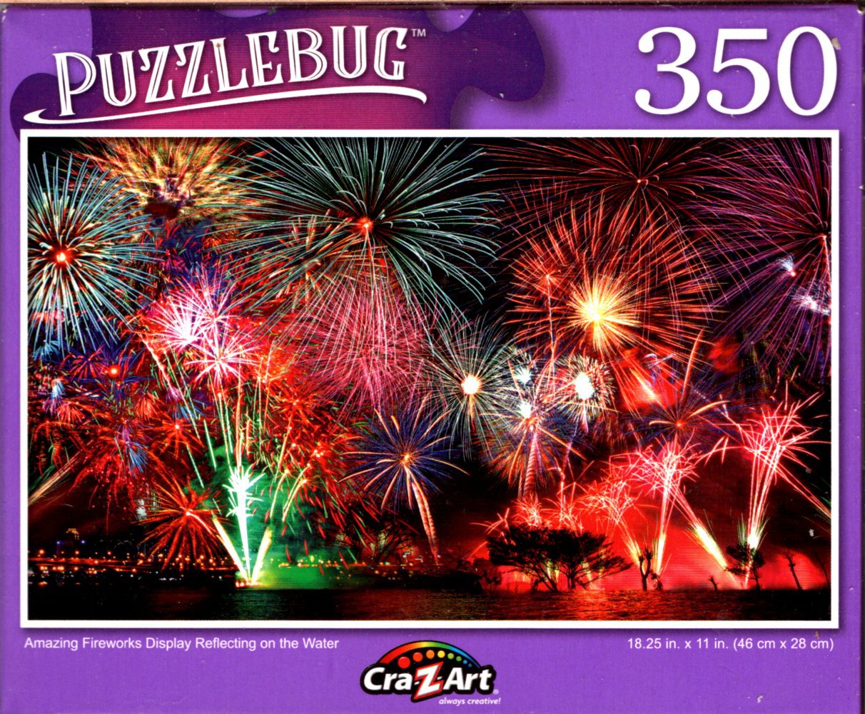 Amazing Fireworks Display Reflecting on The Water - 350 Pieces Deluxe ...