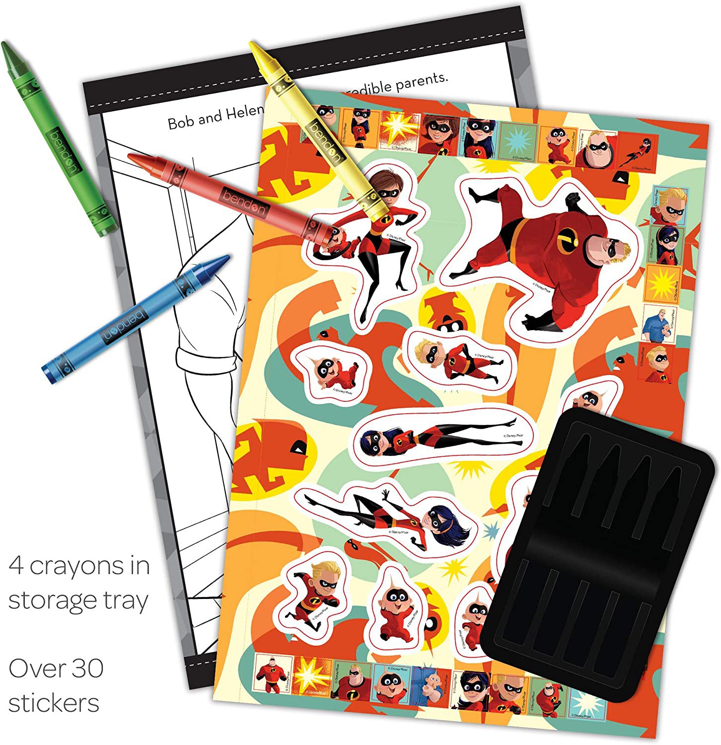 Bendon 43250 Incredibles 2 Coloring & Activity Book with Crayons ...