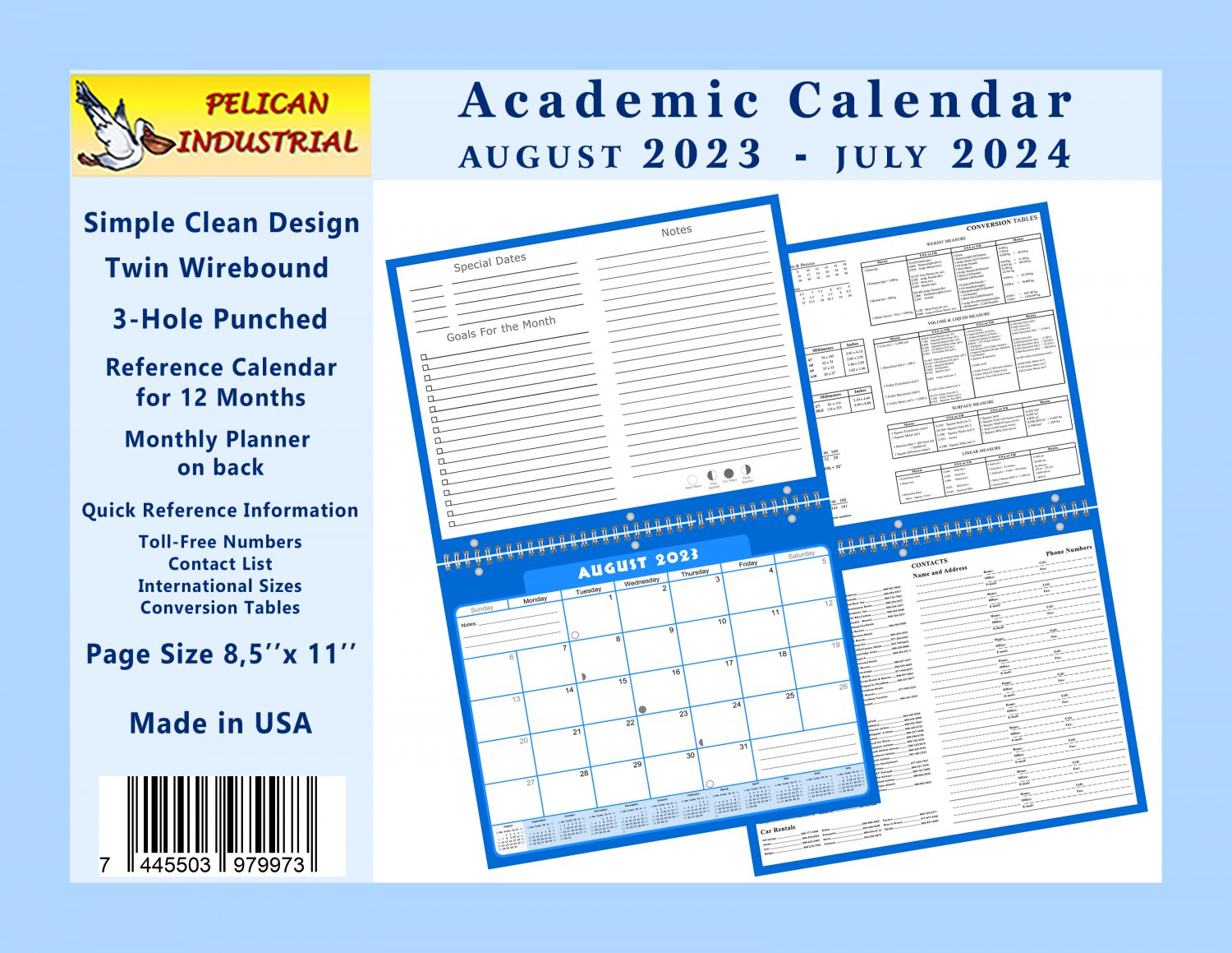 2023 - 2024 Academic Year 12 Months Student Calendar / Planner for Wall ...