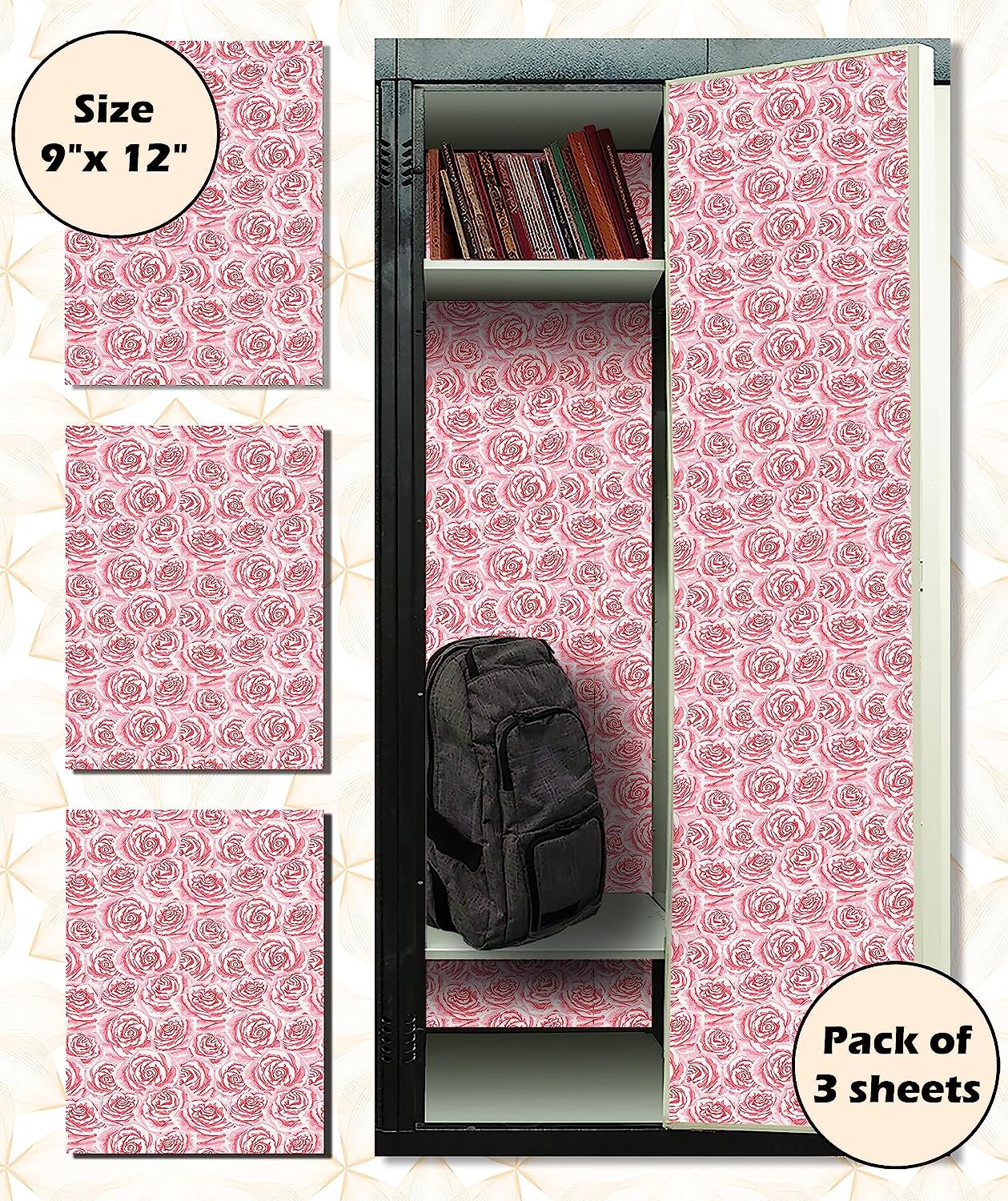 Magnetic Locker Wallpaper (Full sheet Magnetic) - (Pink Roses) - Pack ...
