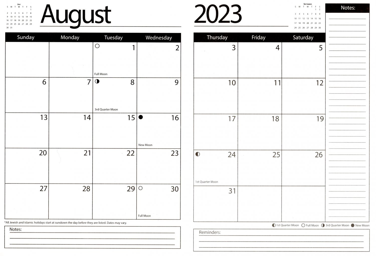 2023-2024 Student Academic Planner Calendar - School College Weekly ...