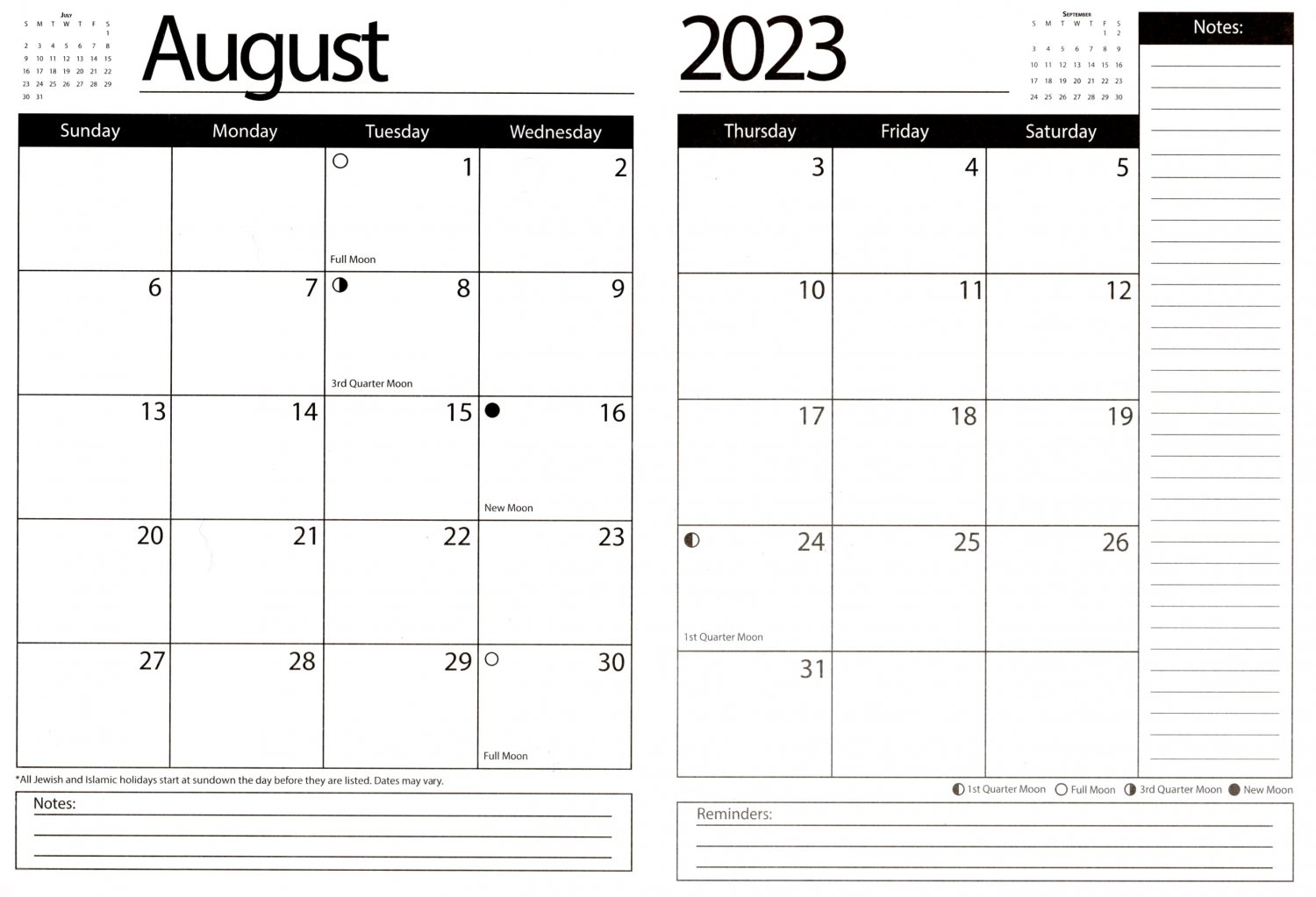 2023-2024 Student Academic Planner Calendar - School College Weekly ...