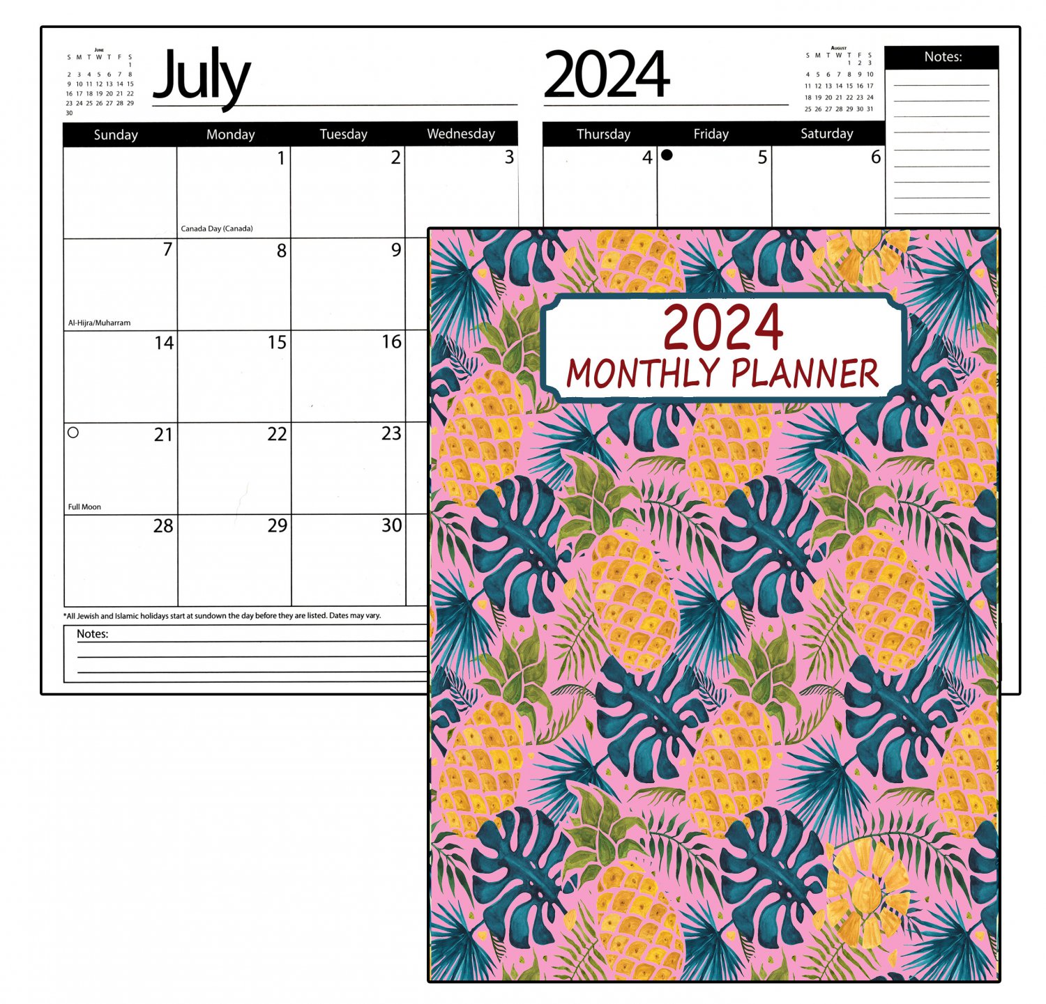 2024 Student Planner Calendar - Monthly Page Format - School College ...