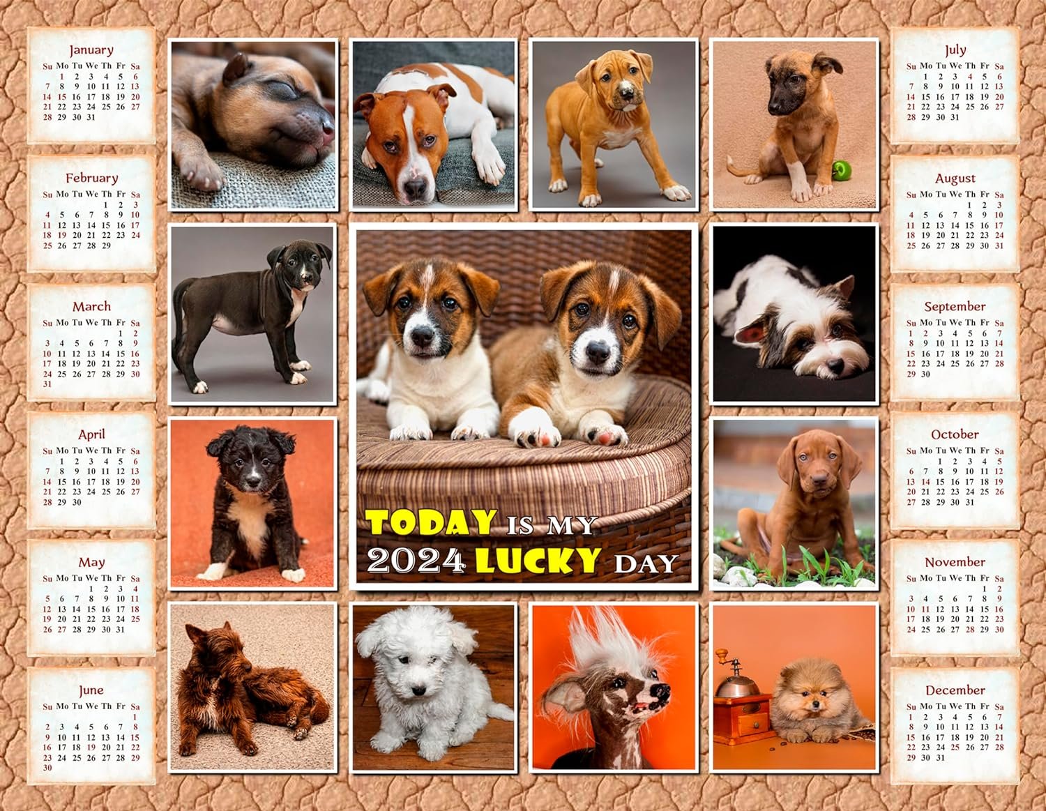 2024 Magnetic Calendar (Dogs) - Calendar Photo Collage Magnets