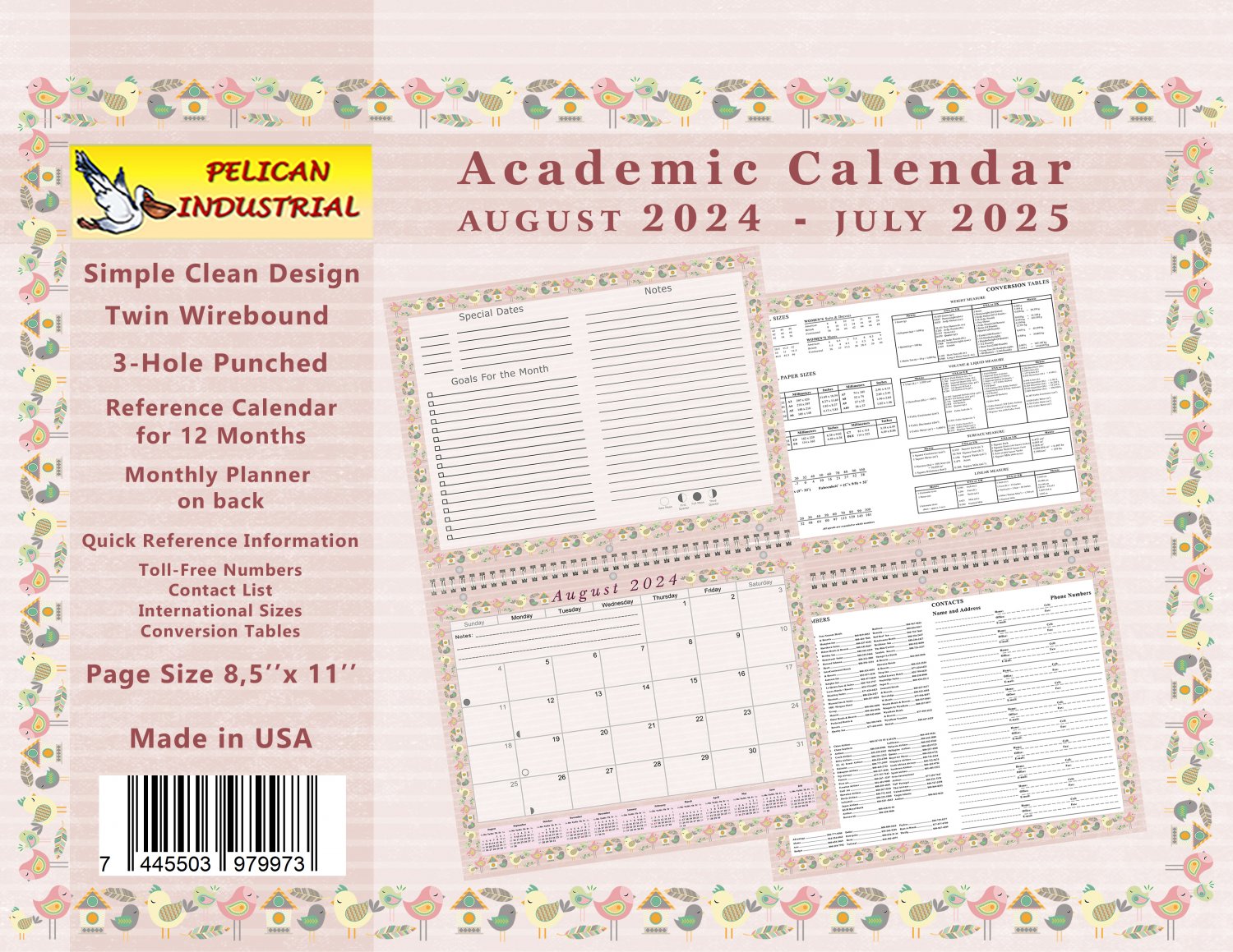 2024 - 2025 Academic Year 12 Months Student Calendar / Planner for Wall ...