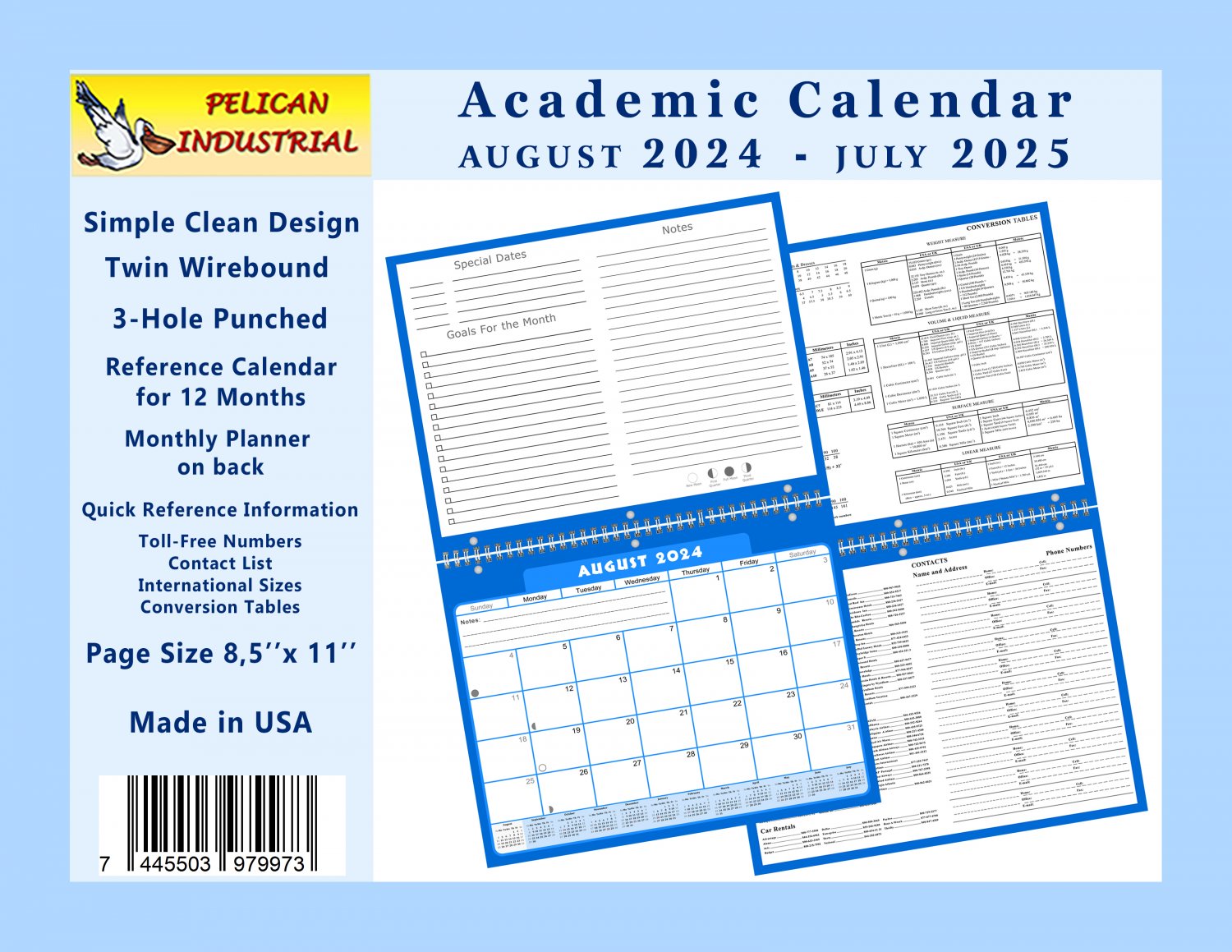 2024 - 2025 Academic Year 12 Months Student Calendar / Planner for Wall ...