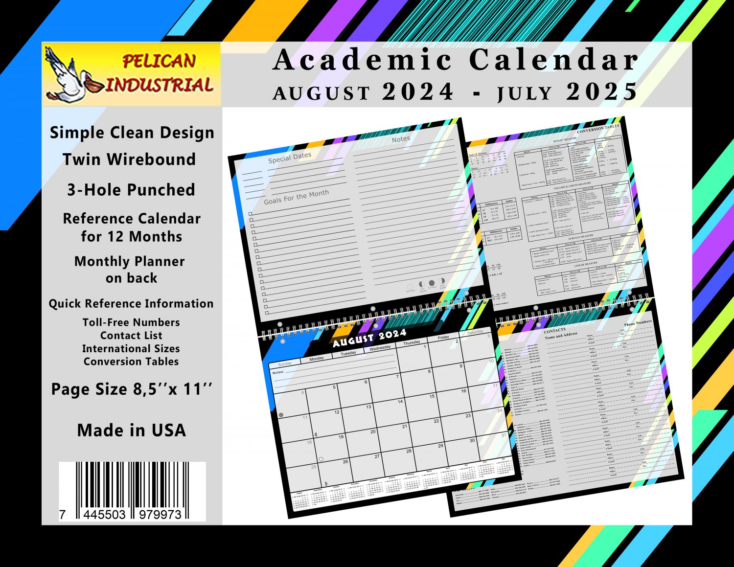 2024 - 2025 Academic Year 12 Months Student Calendar / Planner for Wall ...