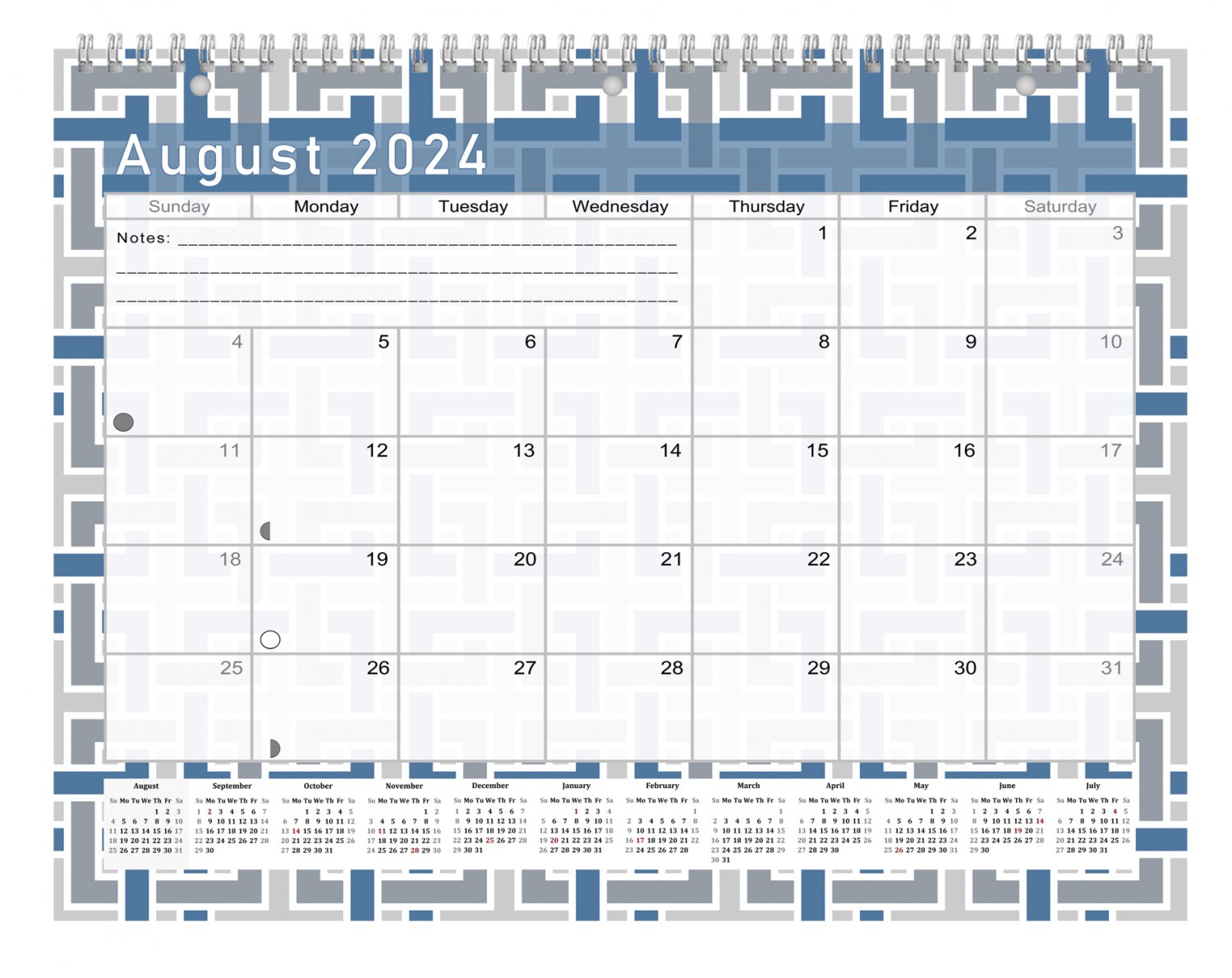 2024 - 2025 Academic Year 12 Months Student Calendar / Planner for Wall ...