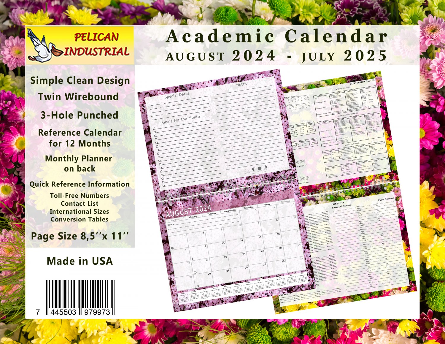 2024 - 2025 Academic Year 12 Months Student Calendar / Planner for Wall ...