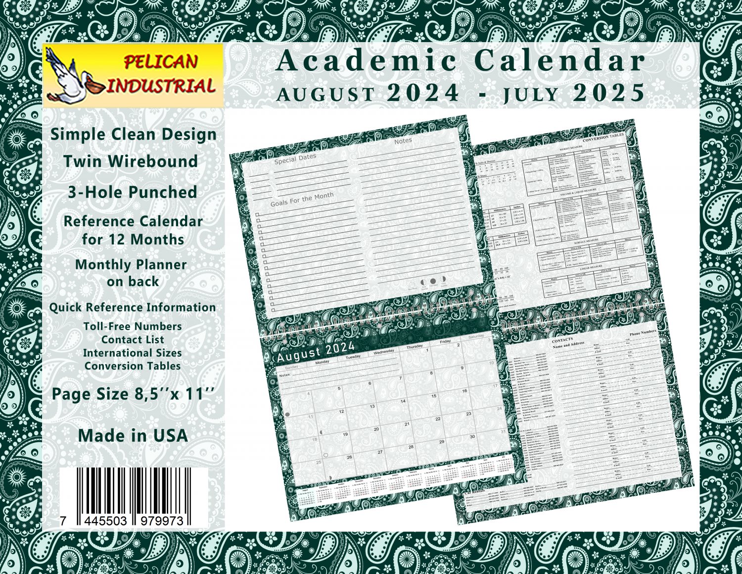 2024 - 2025 Academic Year 12 Months Student Calendar / Planner for Wall ...