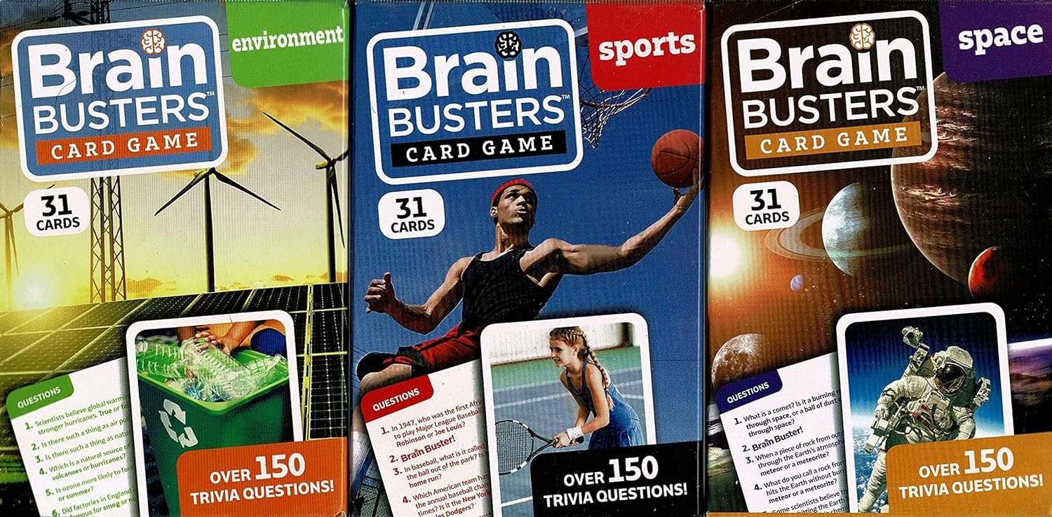 Brain Busters Card Game - Environment, Sports, Space - with Over 150 ...
