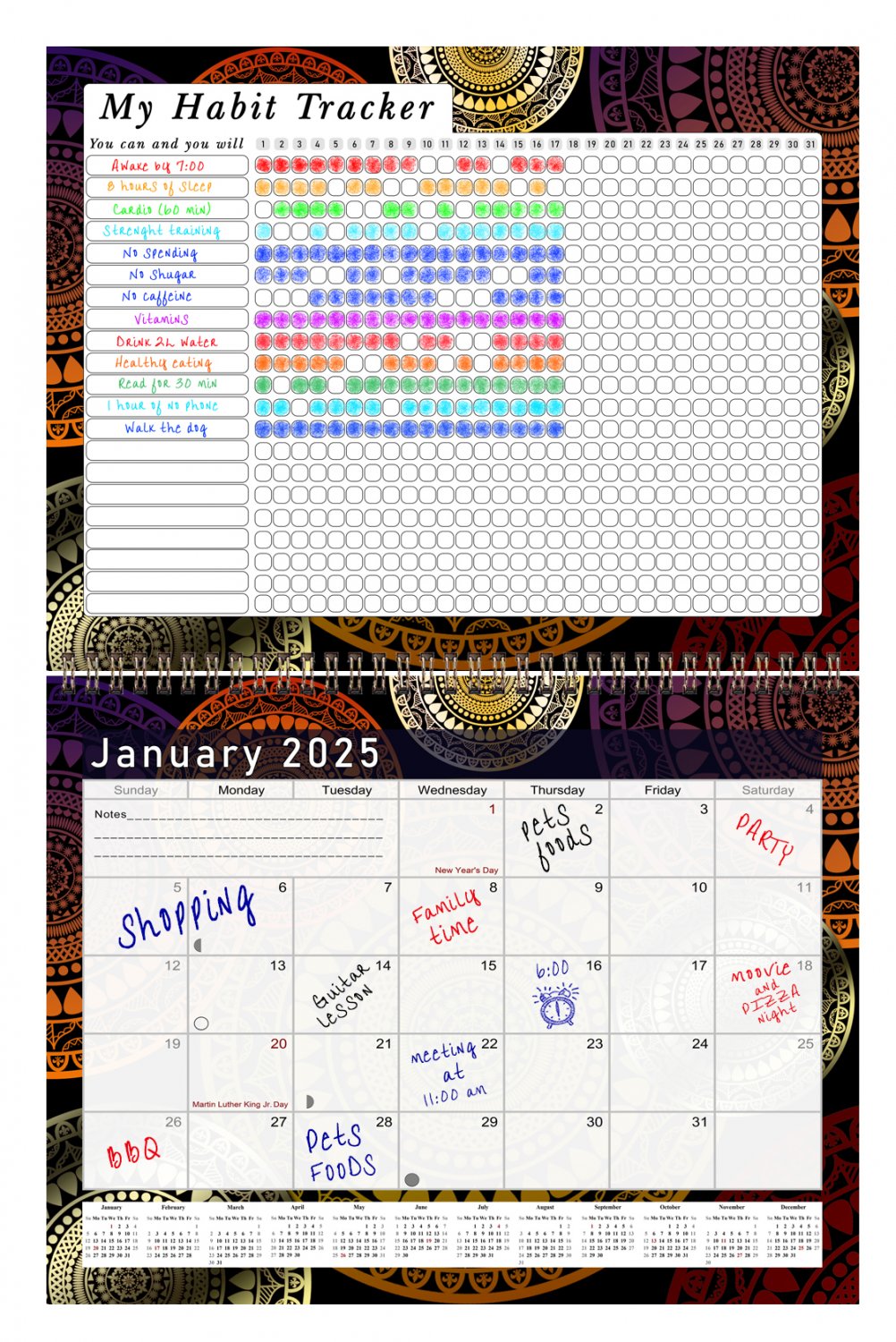 2025 Monthly Desktop/Wall Calendar/Planner - Habit Tracker - (Edition #012)