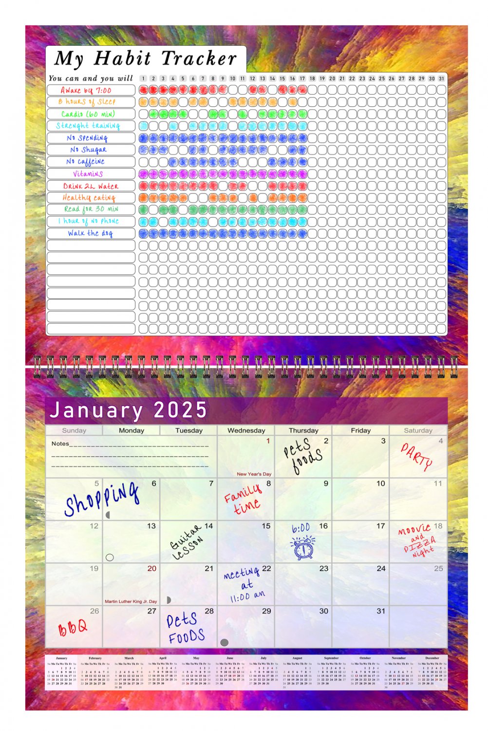 2025 Monthly Desktop/Wall Calendar/Planner - Habit Tracker - (Edition #026)
