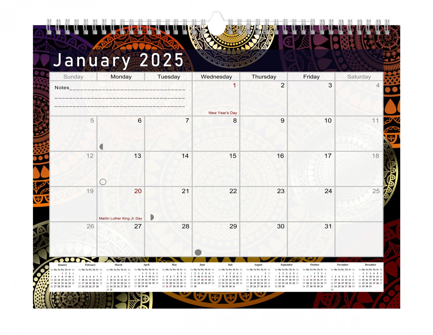 2024 - 2025 Monthly Spiral-Bound Wall / Desk Calendar - 18 Months ...