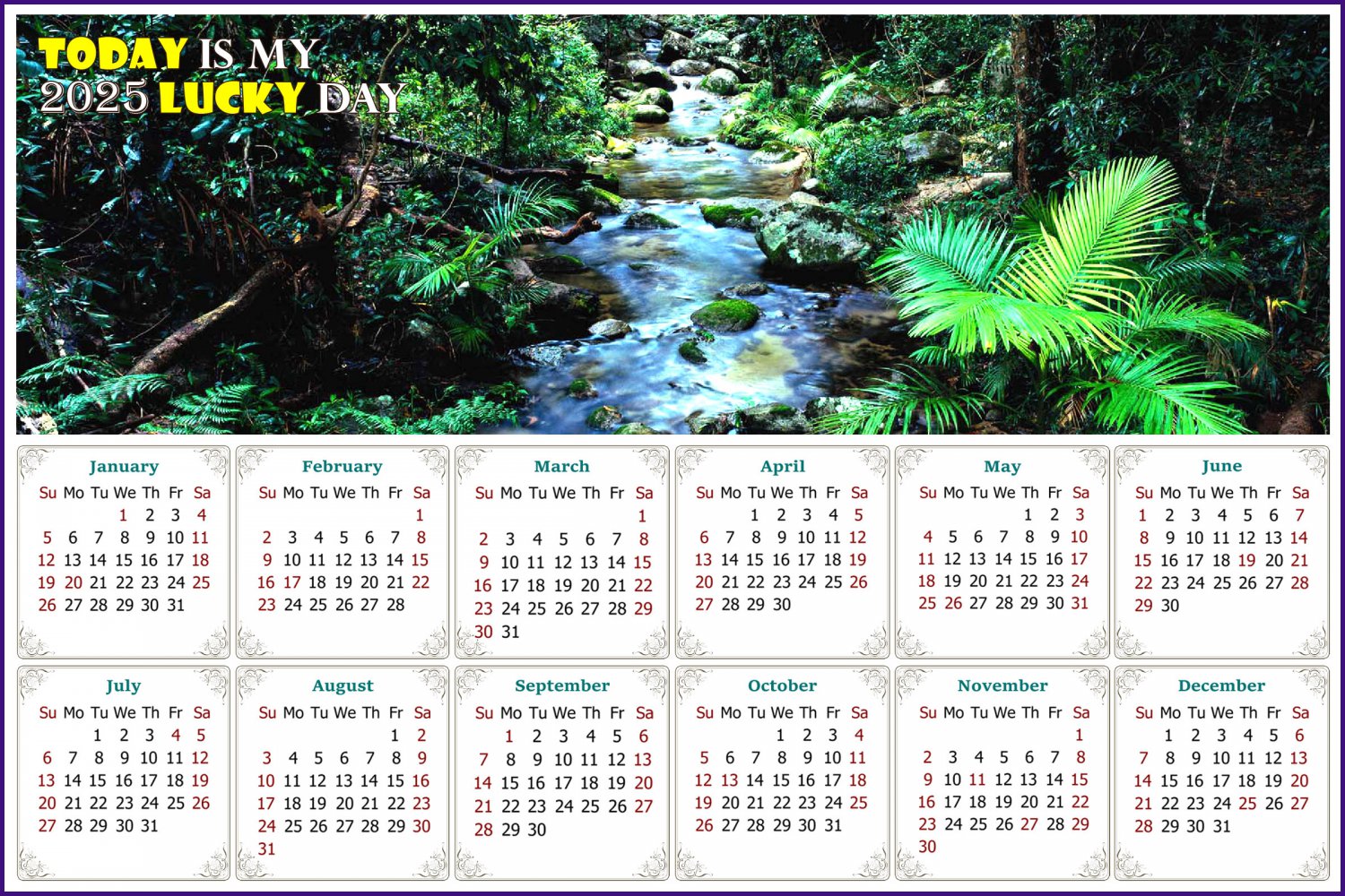 2025 Magnetic Calendar - Today is my Lucky Day - Daintree National