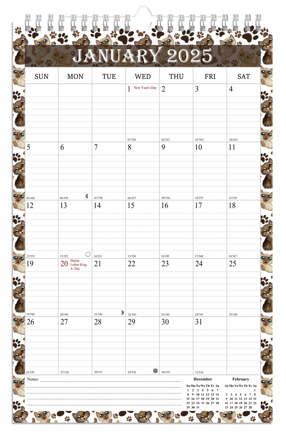 2025 Wall Calendar Spiral-bound Twin-Wire Binding - 12 Months Planner ...