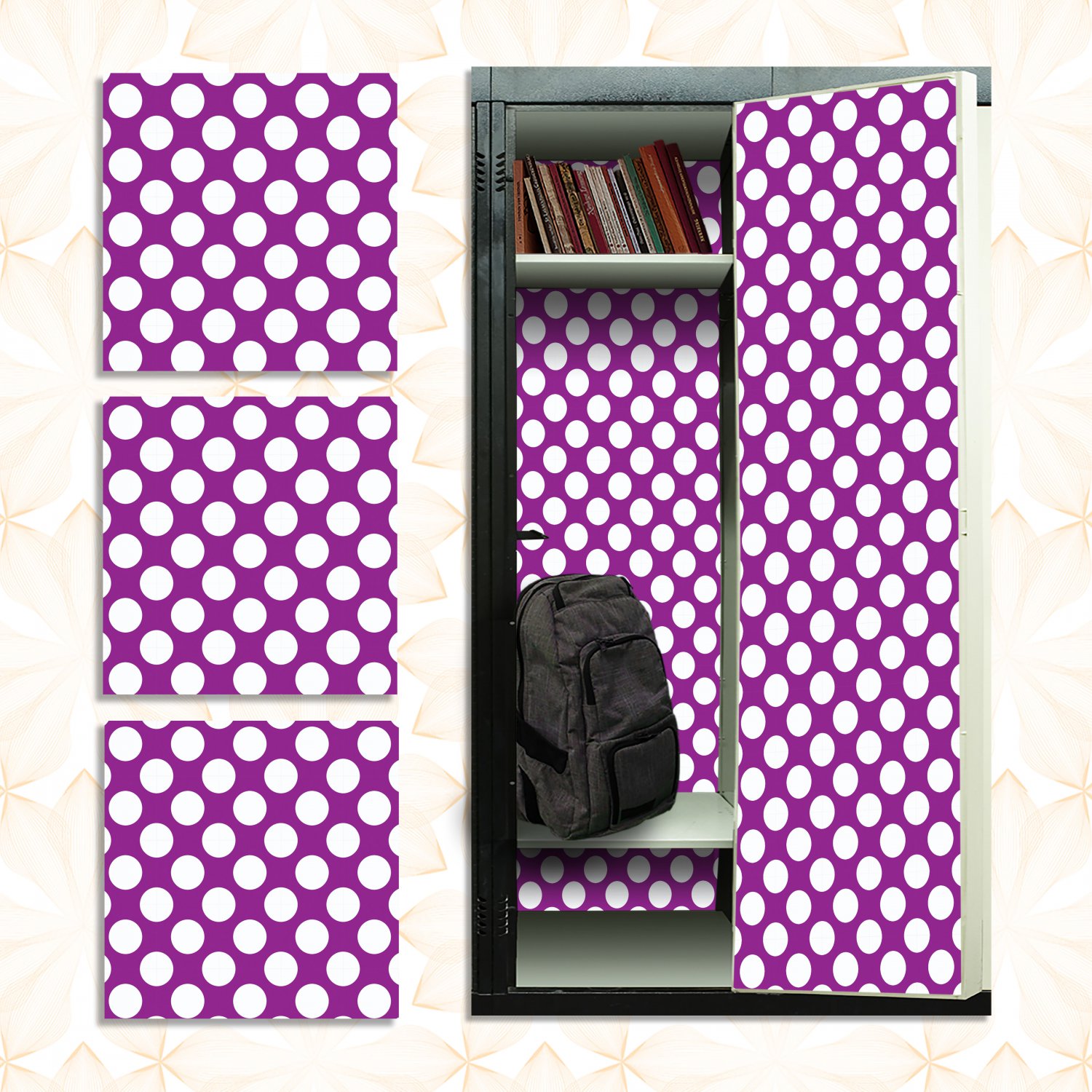 School Locker Magnetic Wallpaper - Pack of 3 Sheets - Polka Dot (vg 004)