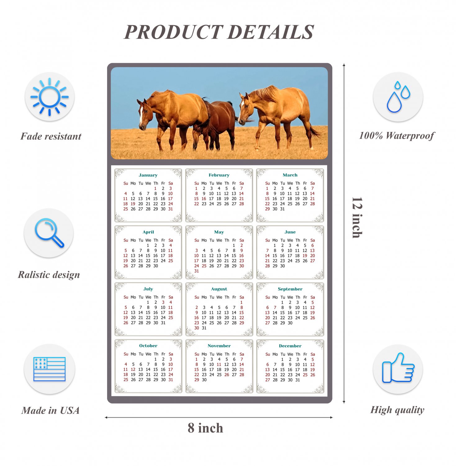 2026 Peel & Stick Calendar - Today is my Lucky Day Removable - Horses ...