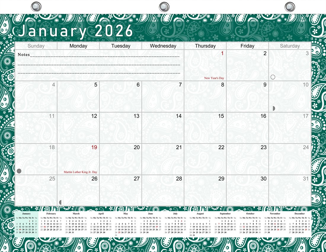 2026 Calendar 12 Months Student Calendar / Planner for 3-Ring Binder v024