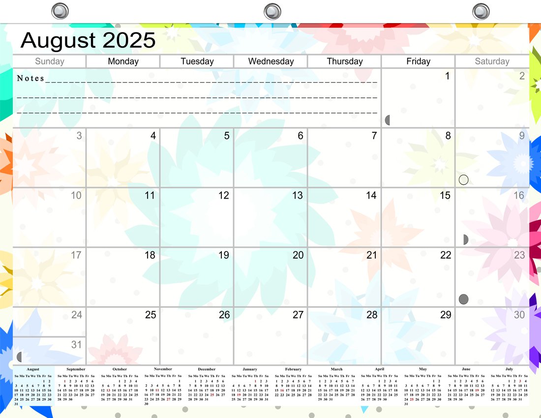 2025 - 2026 Academic Year 12 Months Student Calendar / Planner for 3 ...