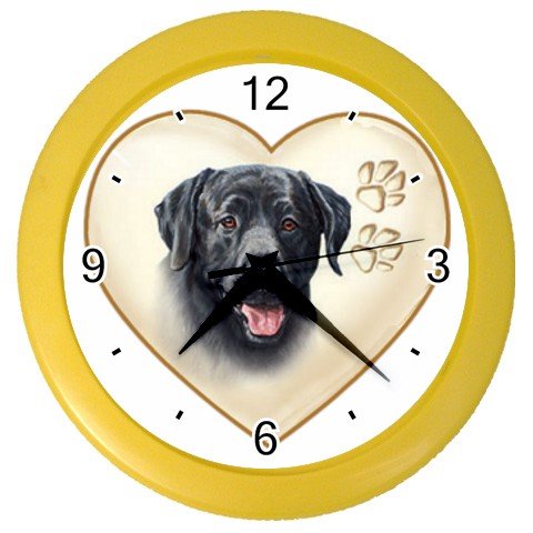 BLACK LAB Dog Pet Lover Wall Clock Yellow 26588070 PAEC