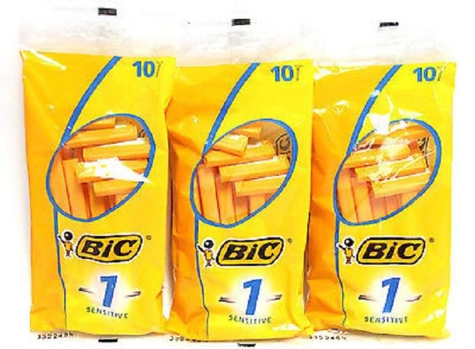 Bic Disposable Razor Shavers Normal Single Blade 3-Count, Pack of 10=30 ...