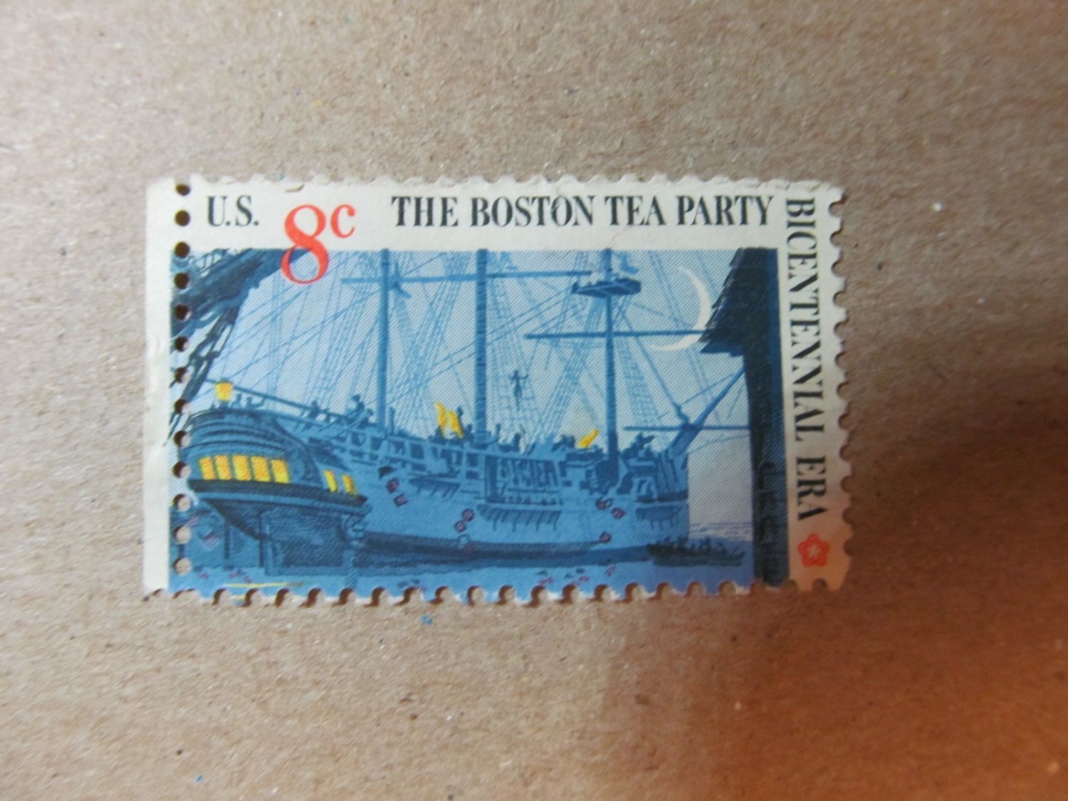 US Stamp BOSTON TEA PARTY LOT 1 8 CENT BICENTENNIAL ERA
