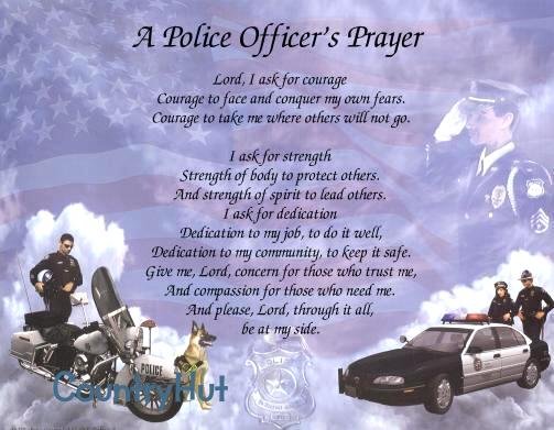 a POLICE OFFICER'S PRAYER Poem Print with Mat - (Ready for Gift Giving)