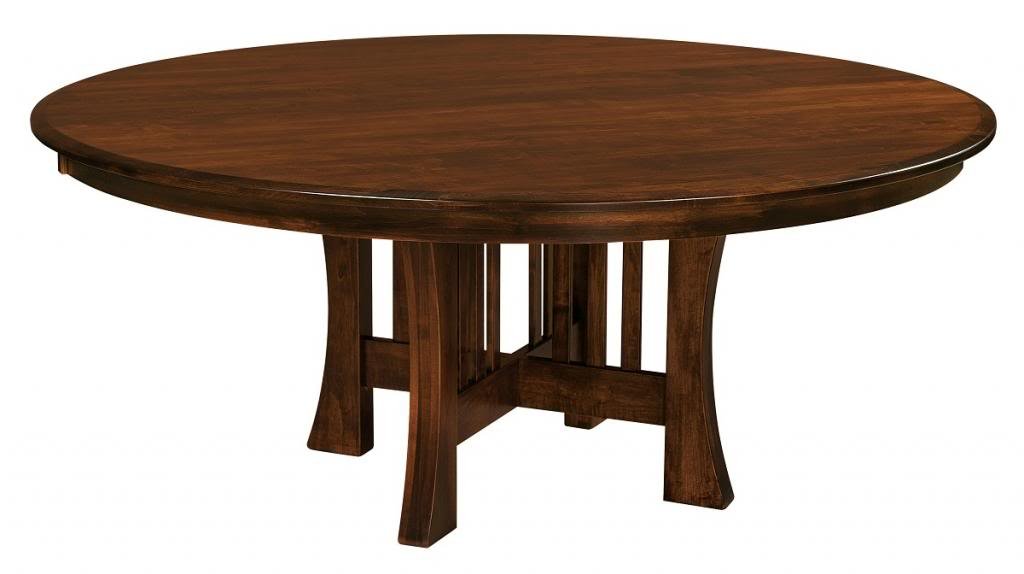 Amish Round Dining Table Solid Wood Pedestal Mission Base Extending ...