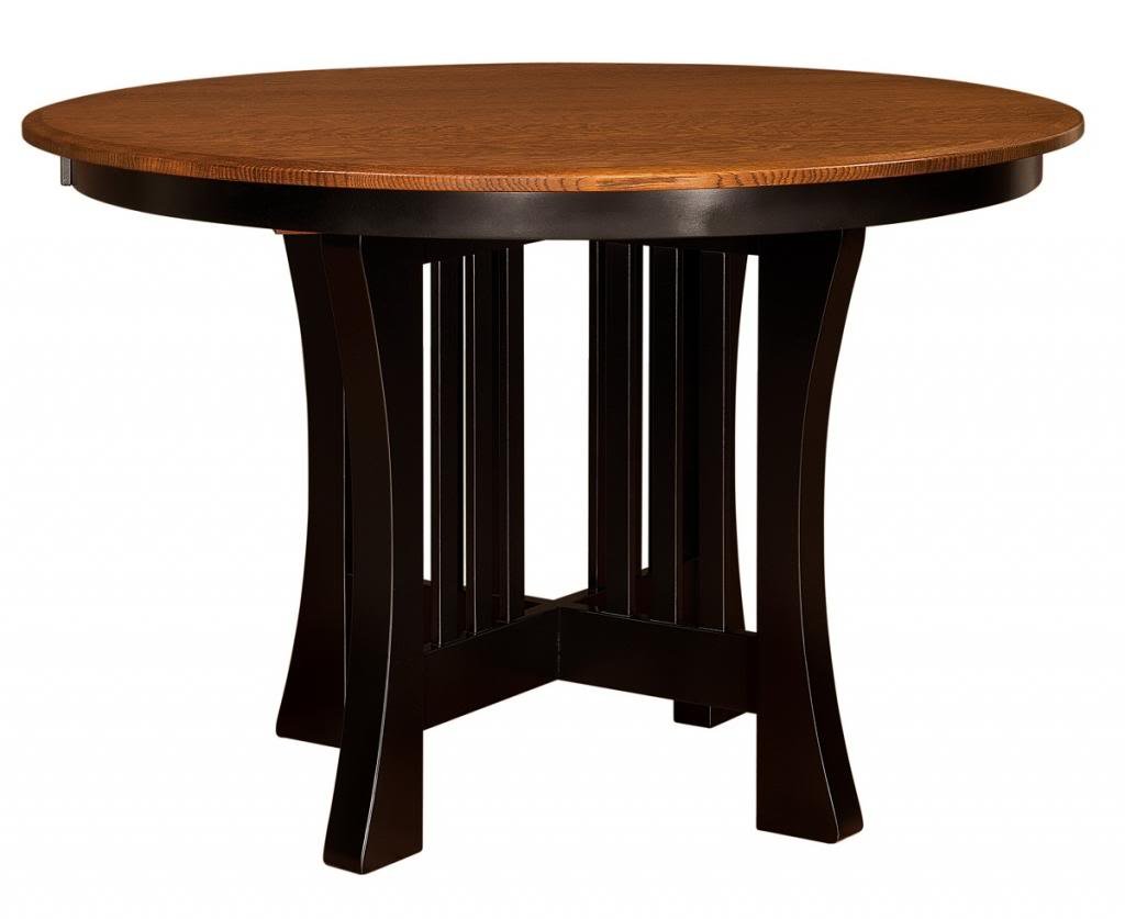 Amish Round Dining Table Solid Wood Pedestal Mission Base Extending ...