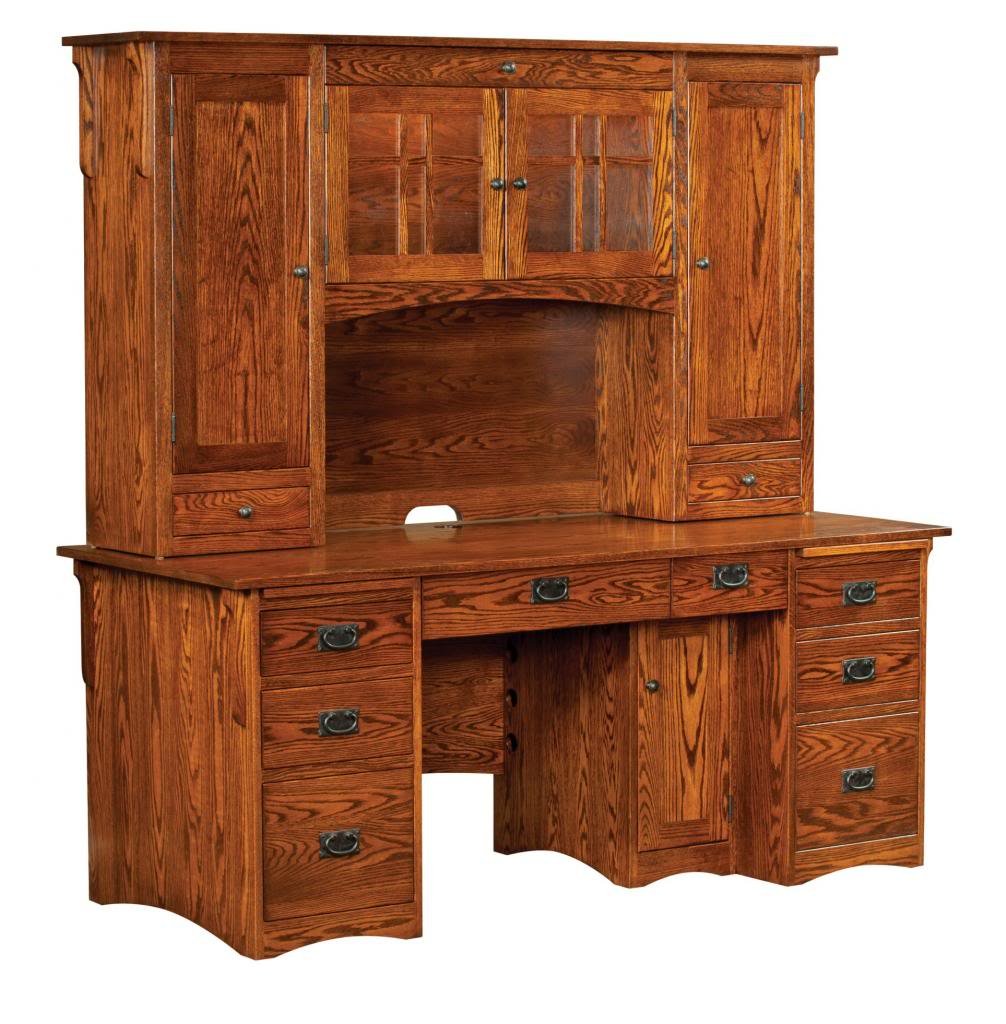 72" Amish Executive Computer Desk Hutch Home Office Solid Wood Furniture