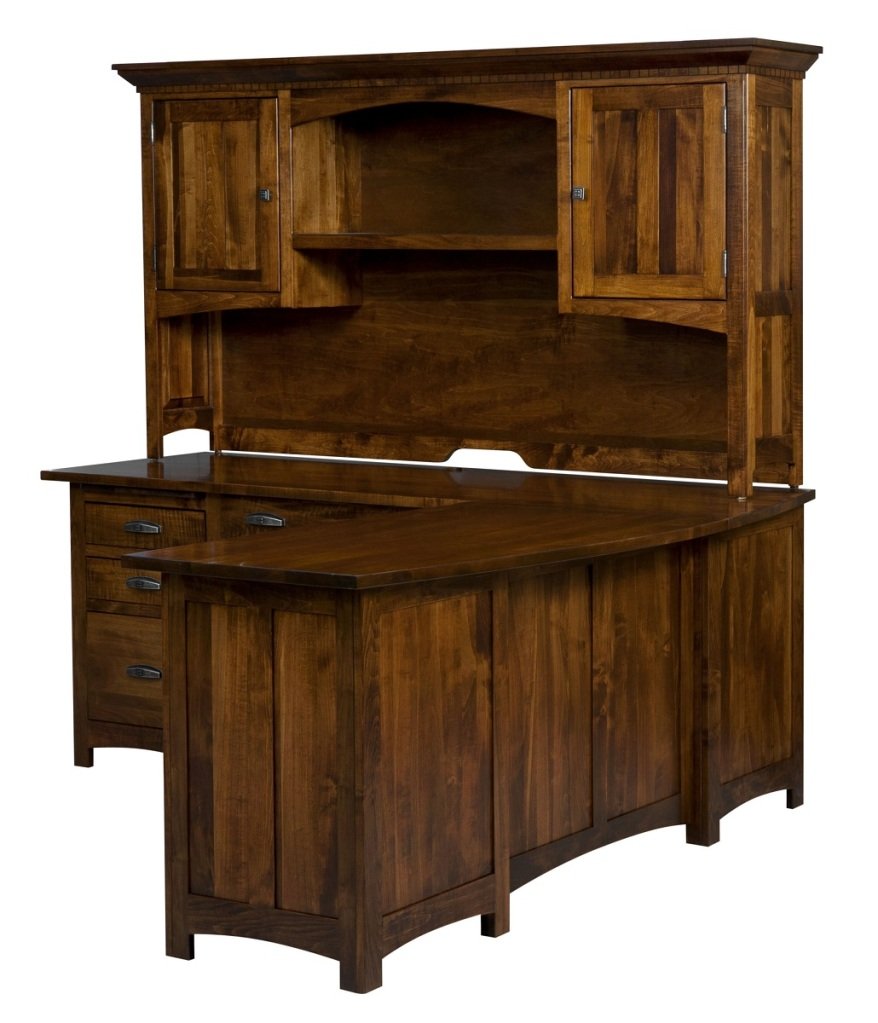 Amish Corner Computer Desk Hutch Home Office Solid Wood Furniture Mission