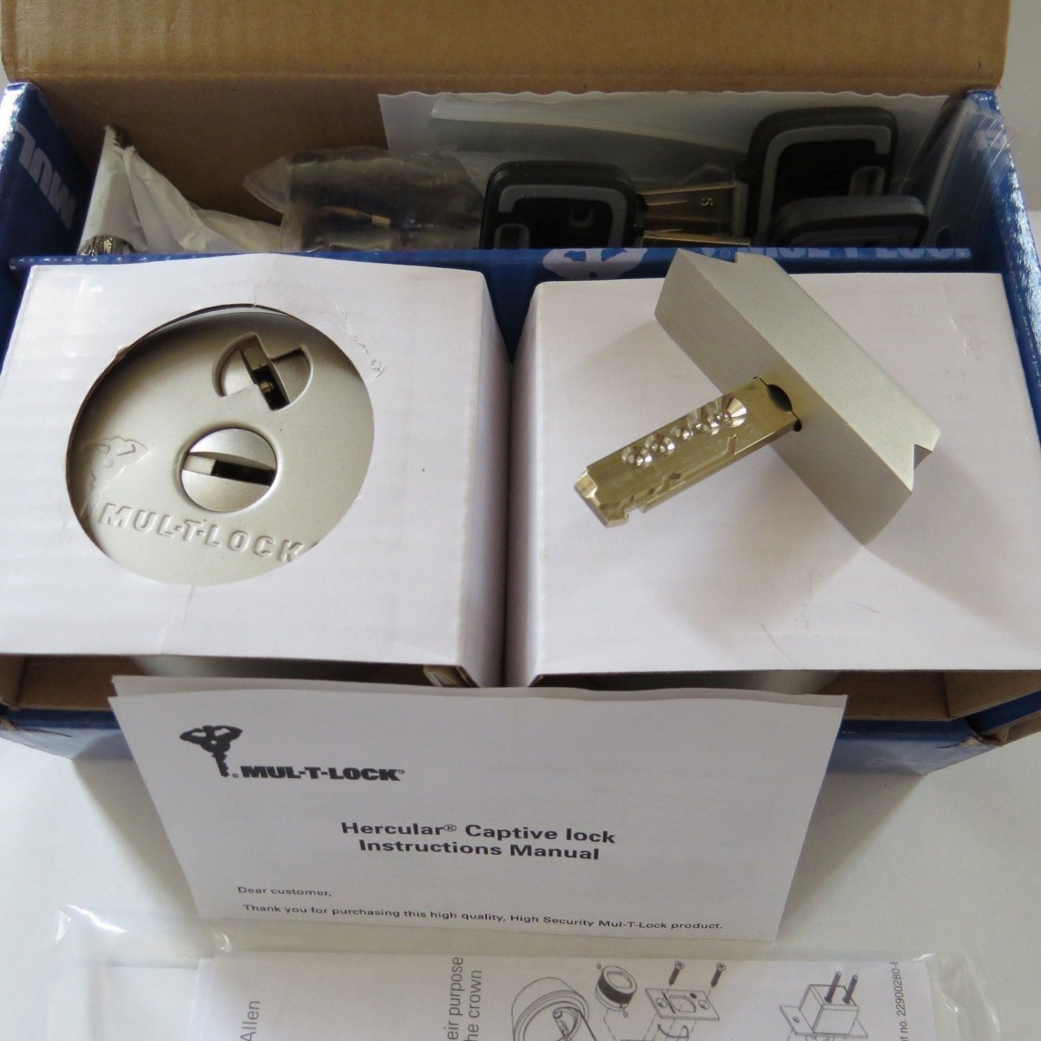 Mul-T-Lock MT5+ Hercular Double Cylinder Captive key Deadbolt Nickel ...