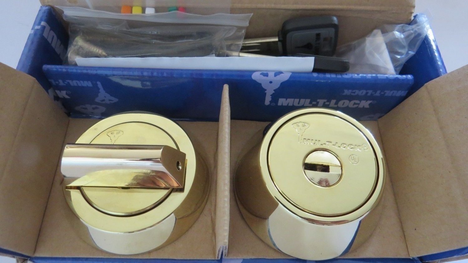 Mul T Lock MT5+ Deadbolt Hercular Single Thumbturn 3 keys - BRIGHT BRASS