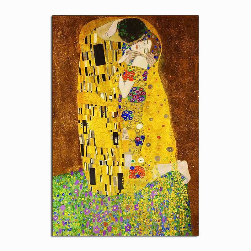 Classic Artist Gustav Klimt kiss Abstract Oil Painting on Canvas Poster ...