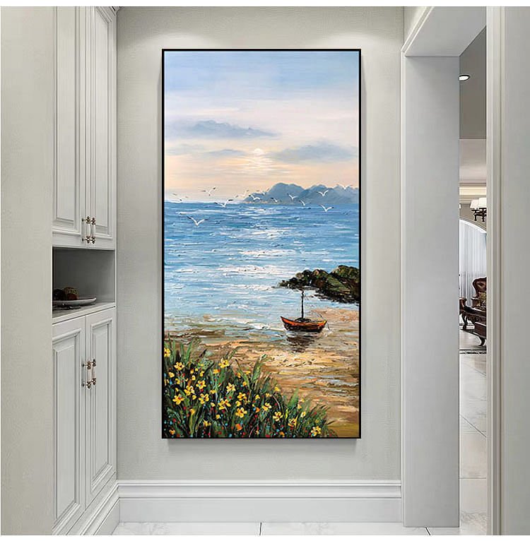 Interior Decor Wall Poster Sunrise Natural Scenery Handmade Canvas Oil ...