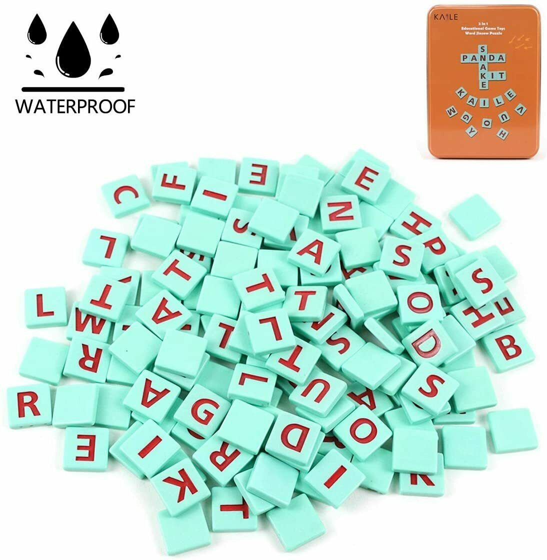KAILE Waterproof Scrabble Tiles, Scrabble Game, A-Z Scrabble Letters ...