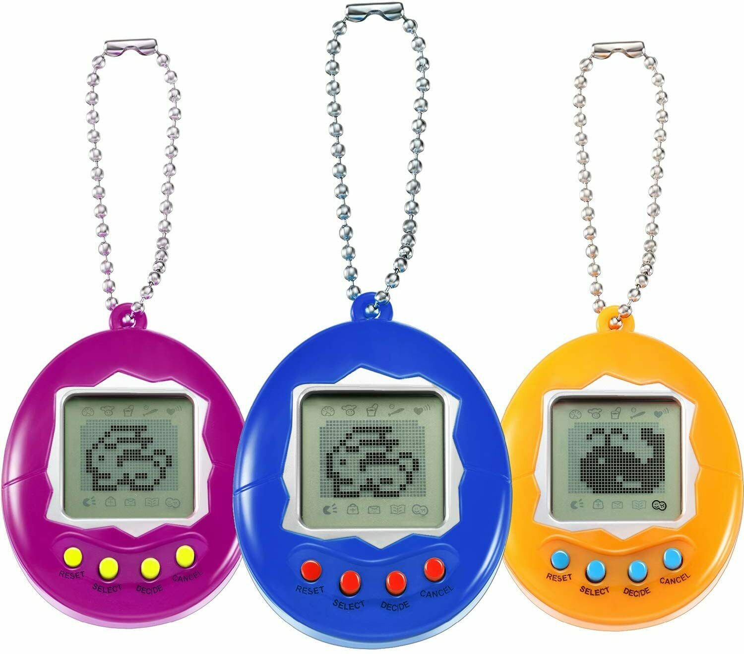 Skylety 3 Pieces Virtual Electronic Digital Pets Keychain Game Keyring ...