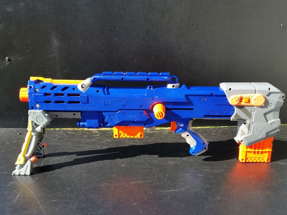 Nerf N Strike Longshot CS-6 blue w 2 clips C-086B Hasbro 2006 nice ...