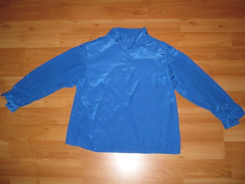 Women's Tan Jay Top Career Blue Blouse Long Sleeves Plus Size: 24W