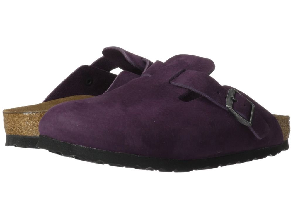 BIRKENSTOCK / BOSTON Rio Nubuck Potent Purple Leather Clog 059713 $130 ...