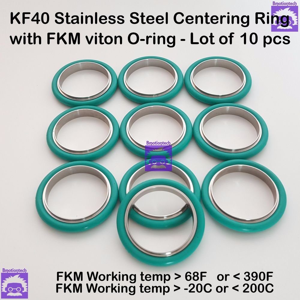 KF40 Stainless steel Vacuum centering ring with O-ring = FKM Viton (10 ...