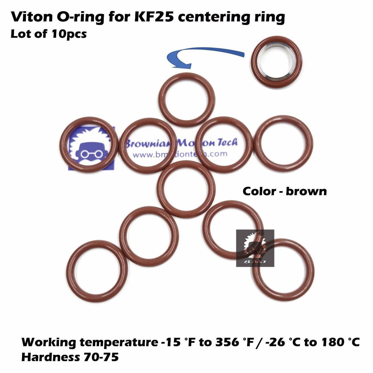 10 pcs KF25 flange centering ring O-ring / Material = Viton / Size AS-320