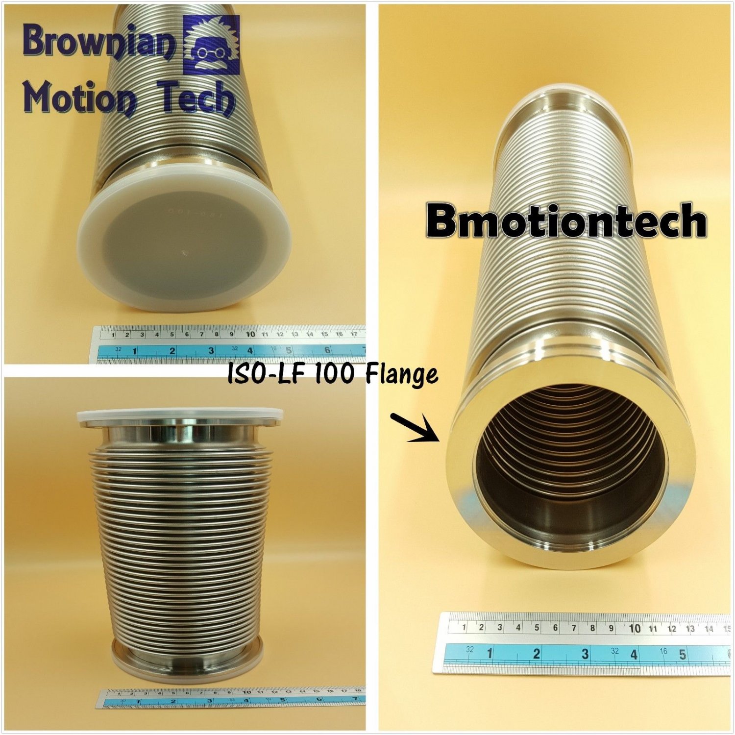 ISO LF63 ISO-K 63 Flange, 150mm /5.9" Vacuum flexible bellow hose, SS304