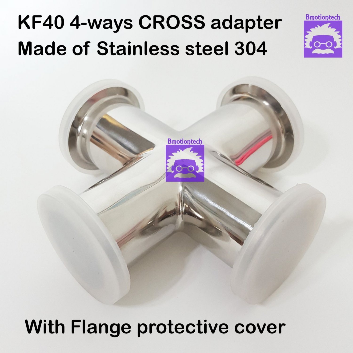 KF40 Cross 4-way stainless steel 304 vacuum adapter, all ends KF40 flange